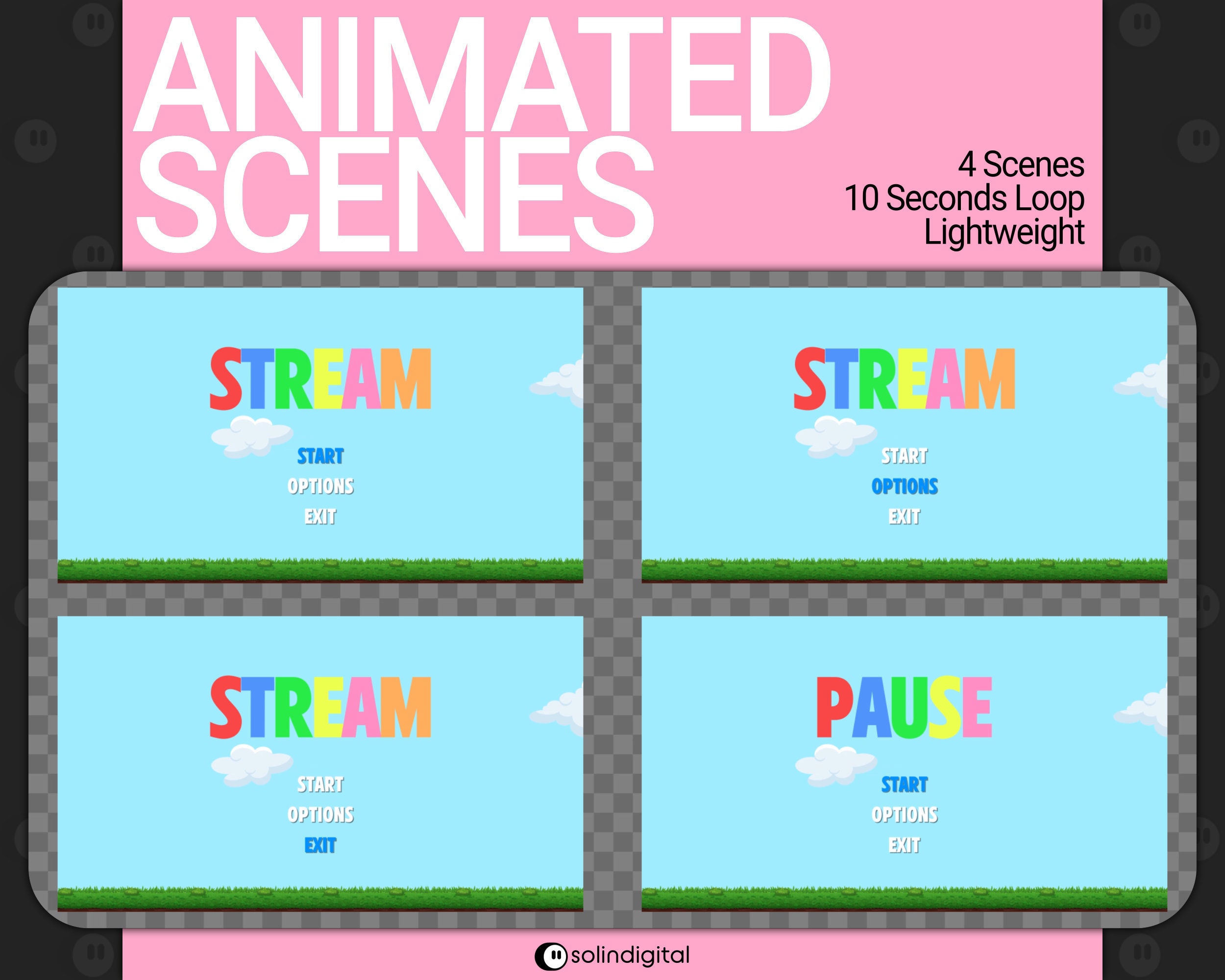 Game Title Screen Animated Scenes, BRB, Be Right Back Screen, Twitch ...