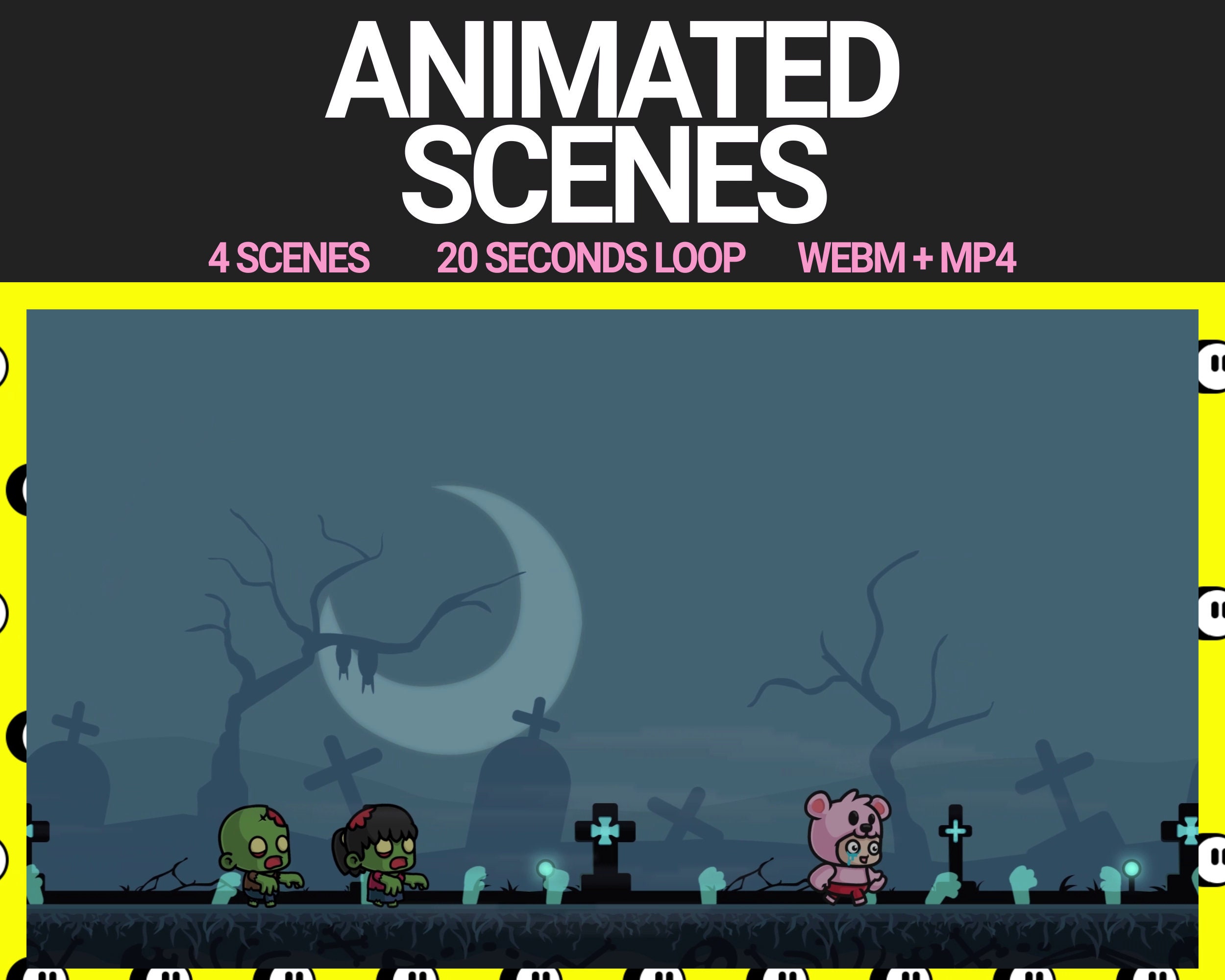 Graveyard Zombies Animated Scenes, BRB, Be Right Back, Starting Soon ...
