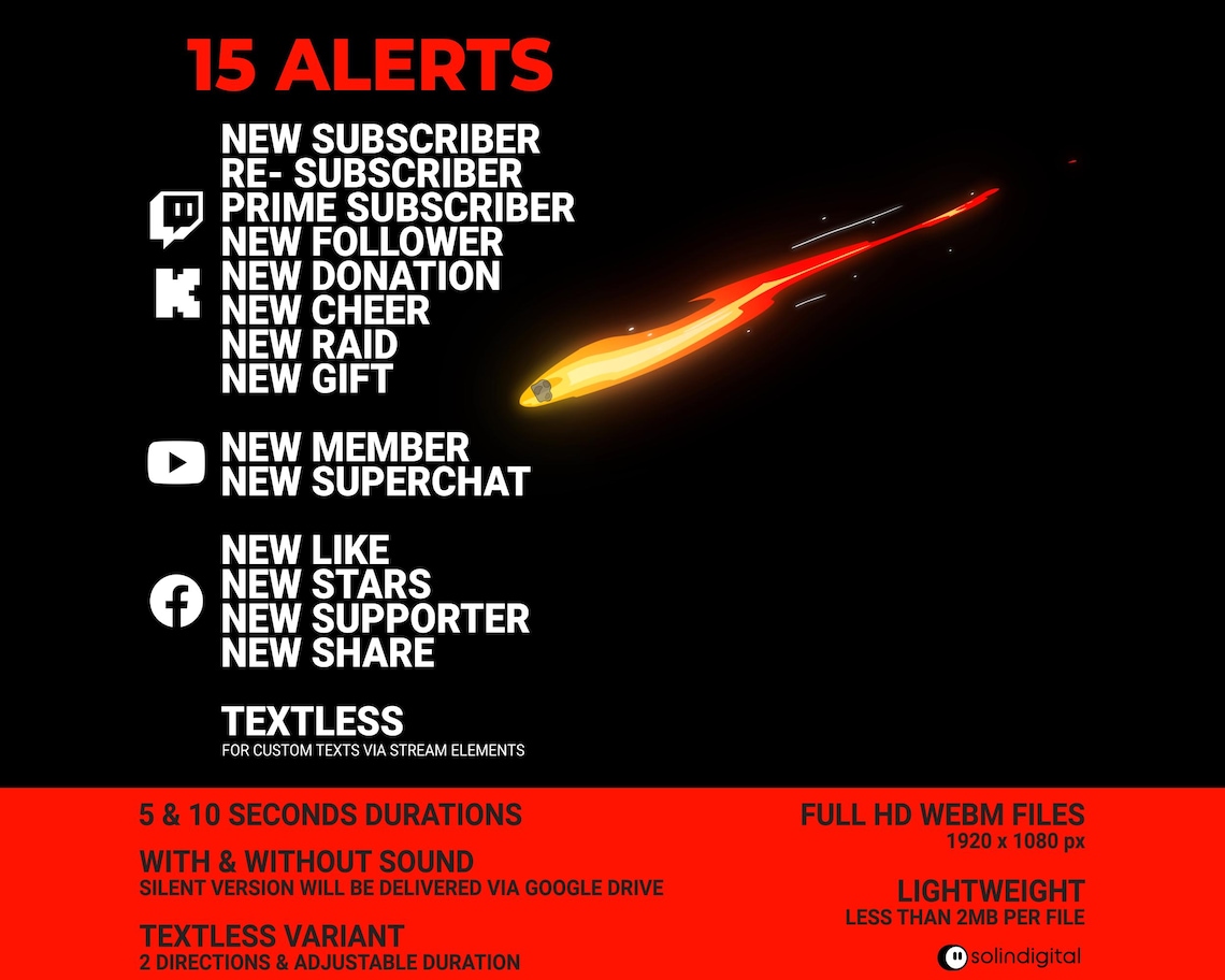 Meteor Stream Alerts, Comet Fall Impact Fire Overlay Sound Assets With ...