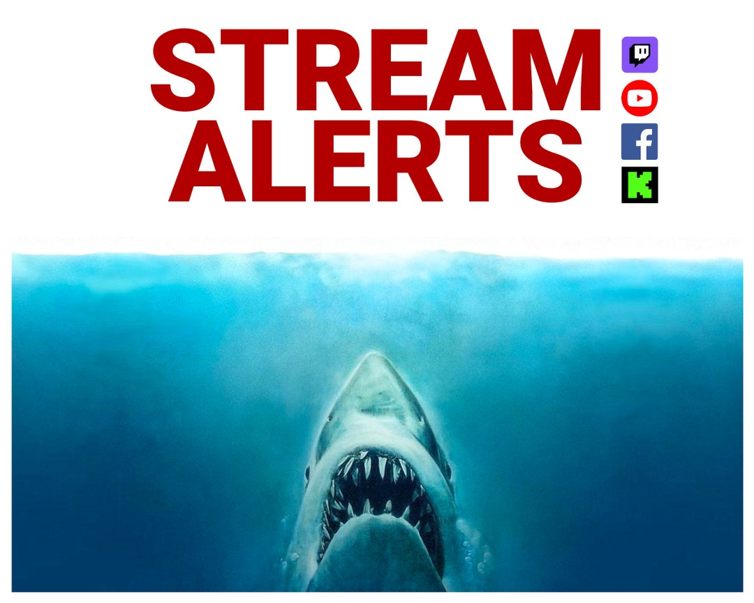 Shark Attack Stream Alerts, Jaws Overlays for Twitch Youtube, Kick and Facebook, Spooky Horror ...