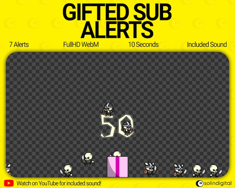 Tiny Skeletons Gifted Subscriber Alerts for Twitch Streamers, Chibi ...