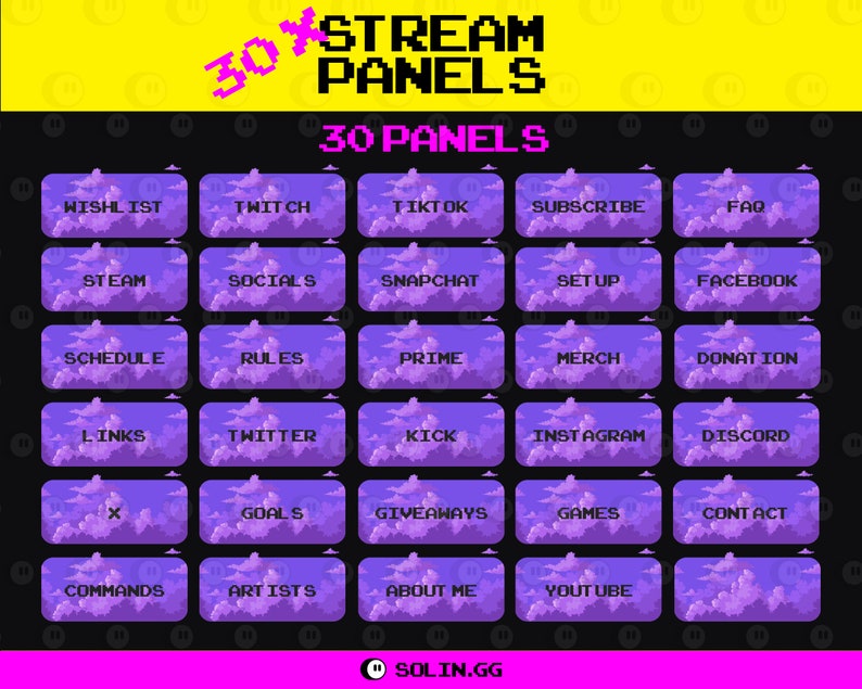 Pixel Clouds Stream Panels for Twitch, Youtube, Facebook and Kick ...