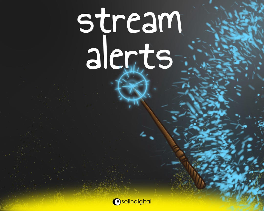 Cyan Magic Wand Stream Alerts, Animated Cute Kawaii Mage Spell Scalable ...