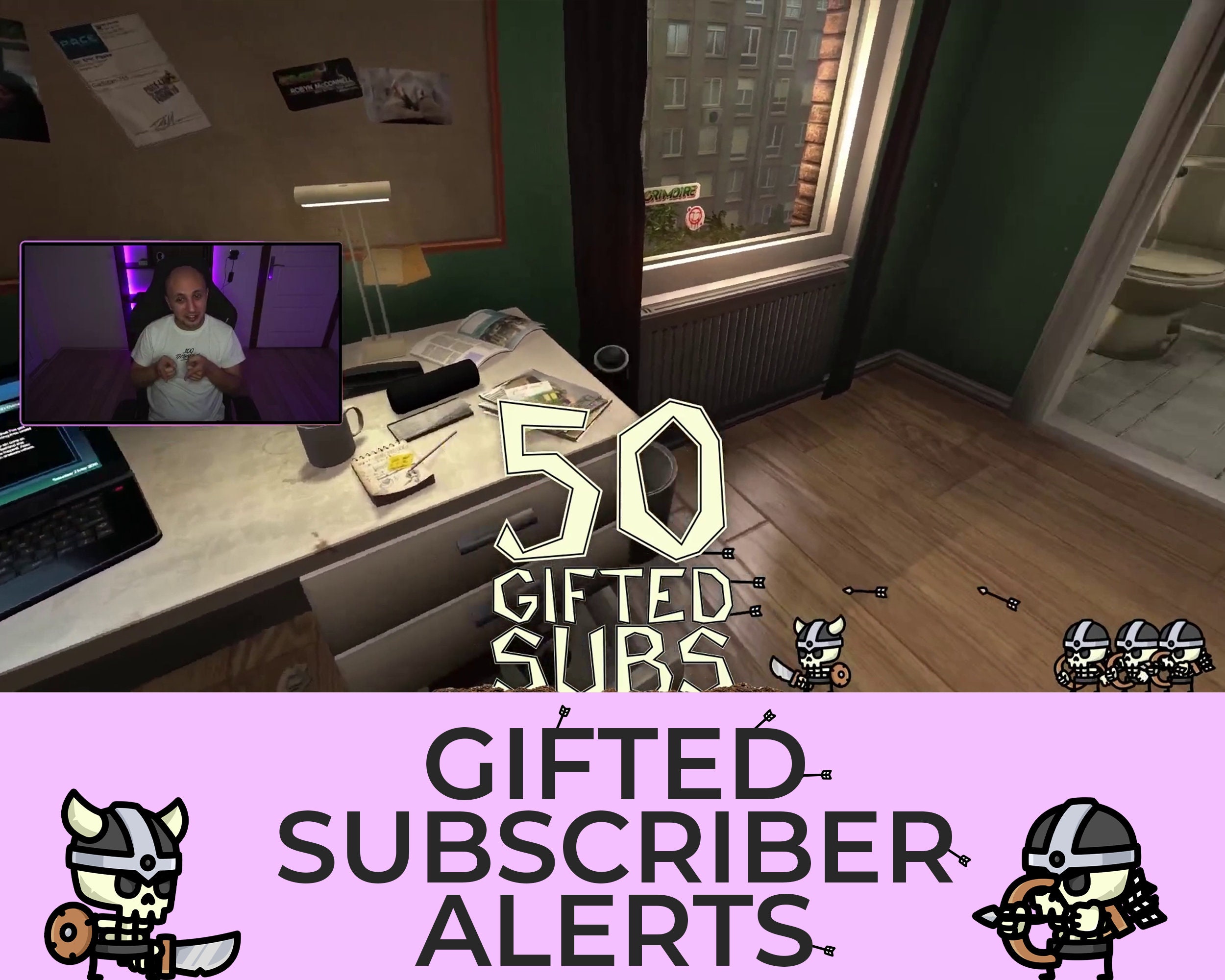 Tiny Skeleton Gifted Sub Alerts for Twitch Streams, Cute Kawaii Chibi ...