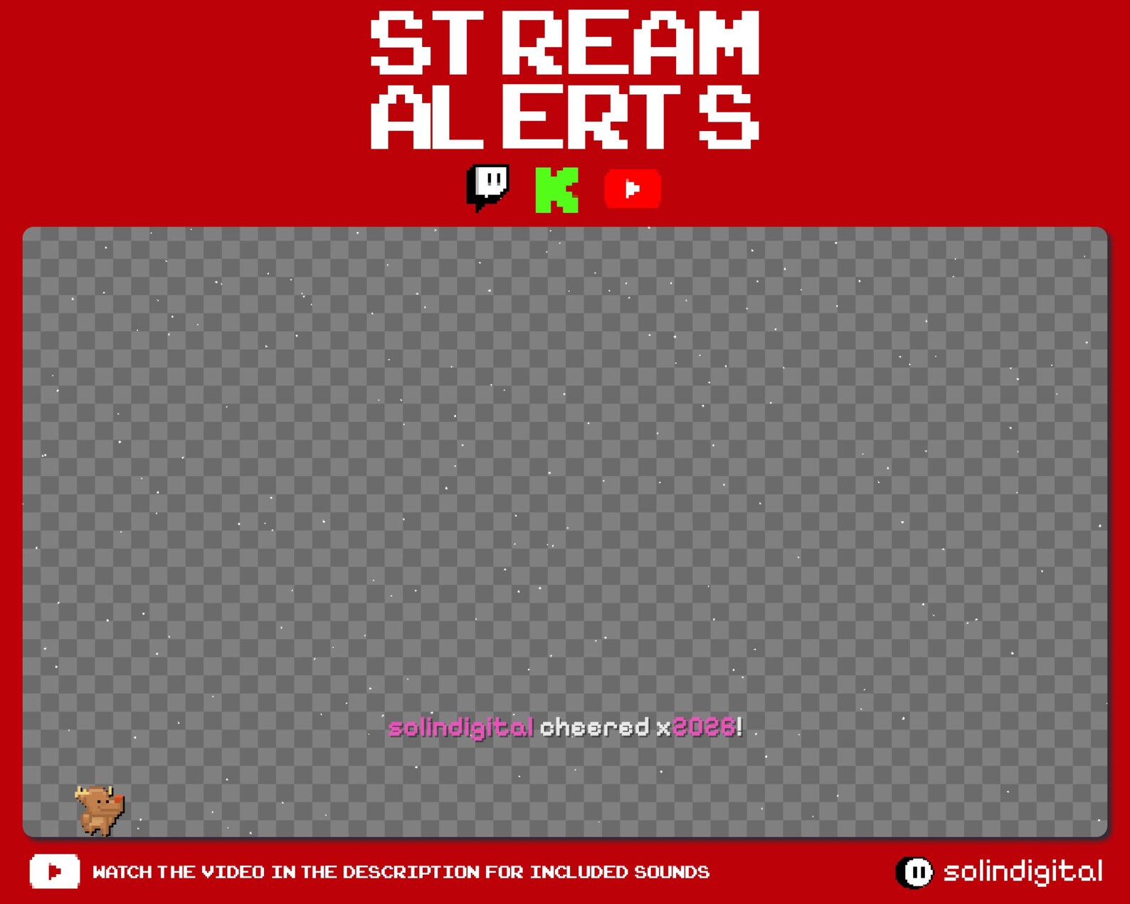 Rudolf Pixel Christmas Stream Alerts | Cute Holiday Reindeer Running ...