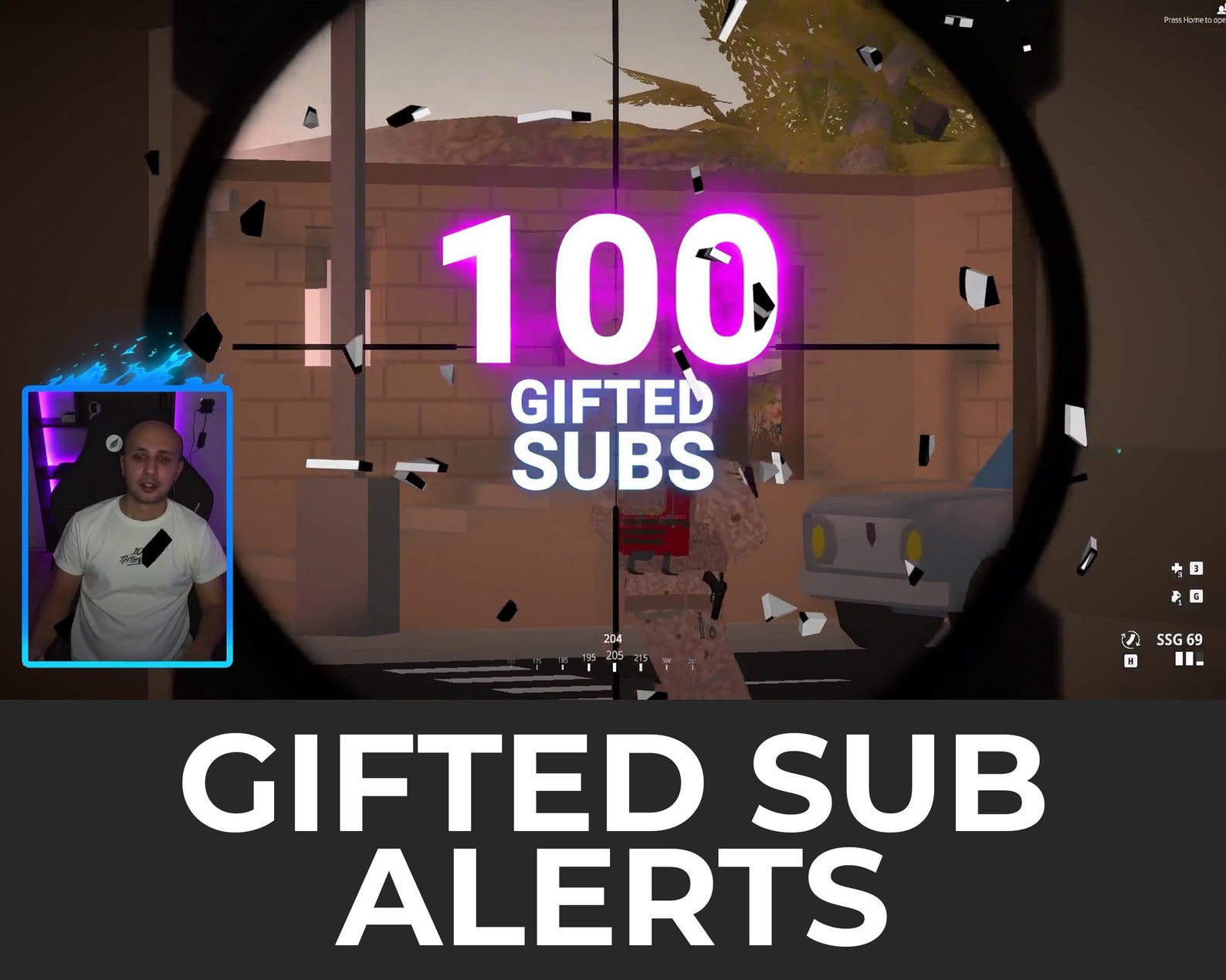 Custom Logo Gifted Sub Alerts for Twitch Streams Bit Cheer - Etsy