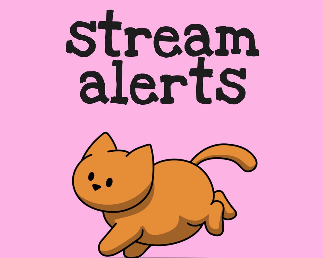 Cat Stream Alerts, Custom Text Chibi Cute Kawaii Funny Kitten Chase ...