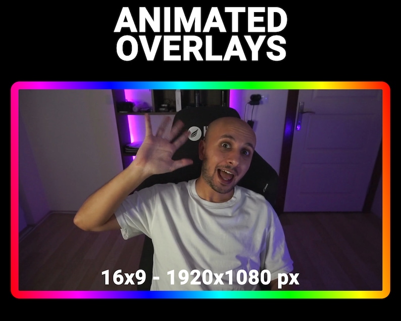Rainbow Animated Twitch Overlays Cute RGB Colors Camera - Etsy