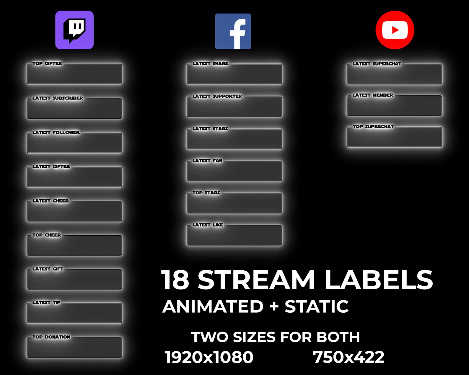 Animated Dark Saber Stream Labels, Twitch Labels, Latest Follower ...