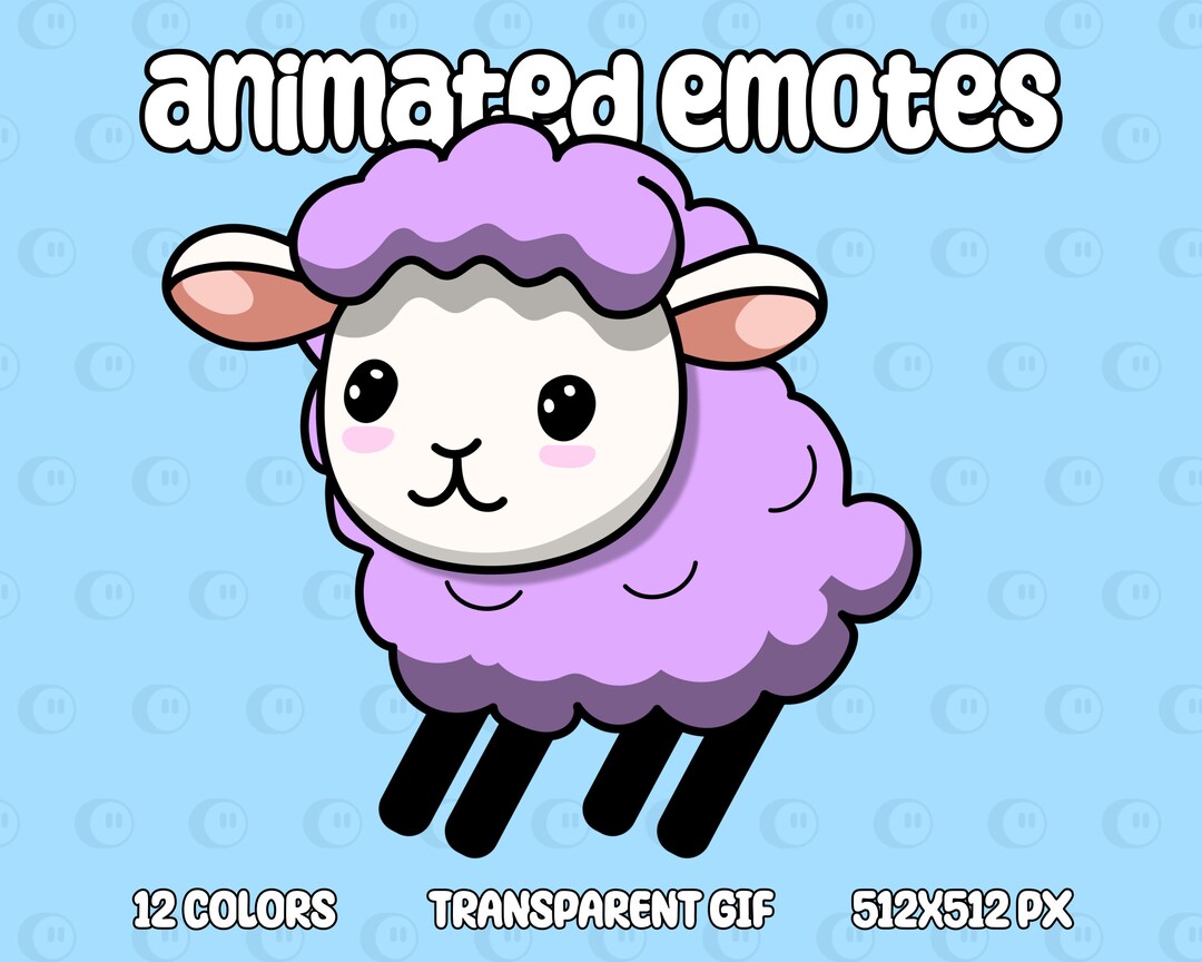 Fluffy Sheep Animated Emotes, 12 Colors, Cute Kawaii Chibi Lamb Vtuber ...
