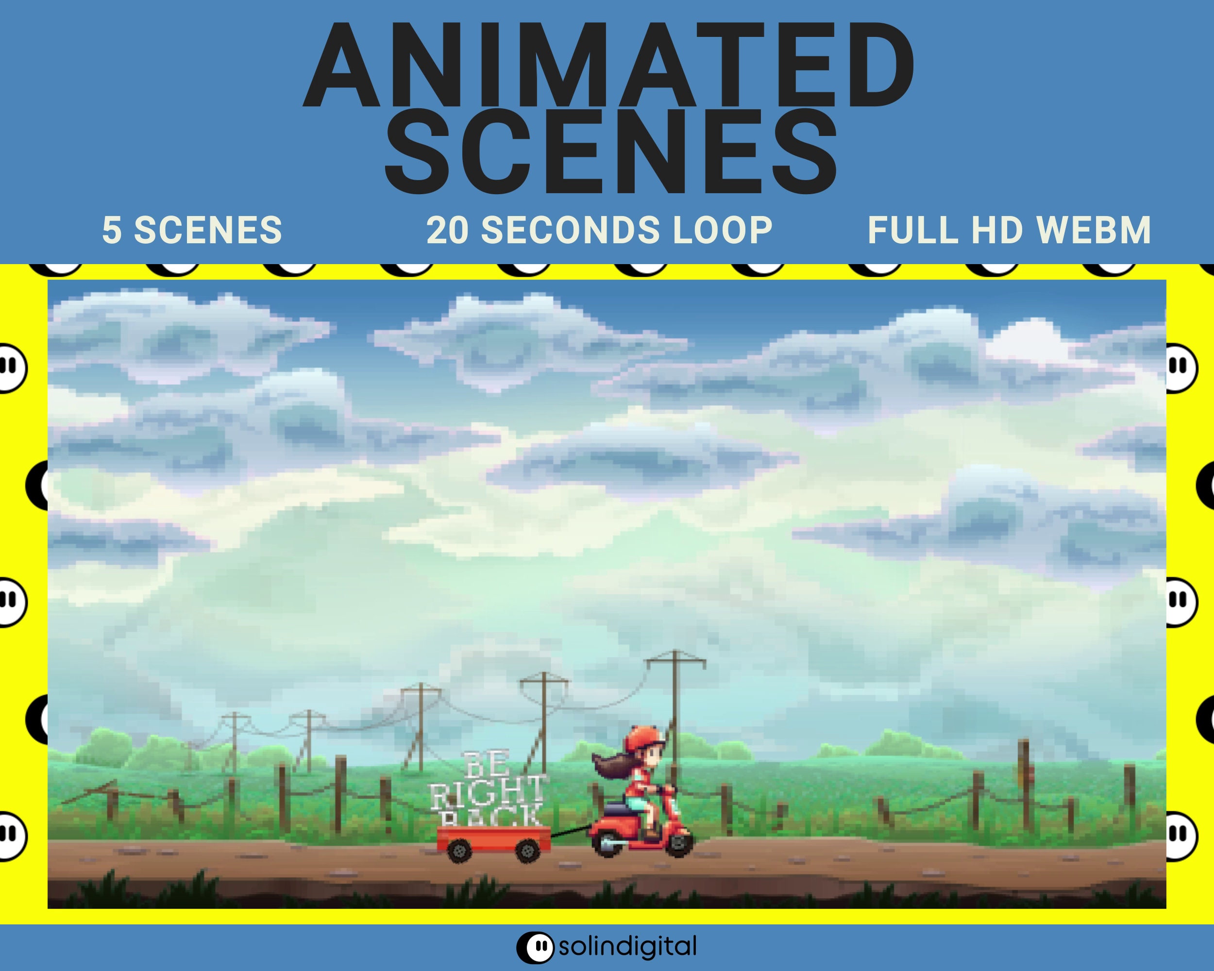 Pixel Field Animated Scenes, BRB, Be Right Back, Starting Soon Twitch ...