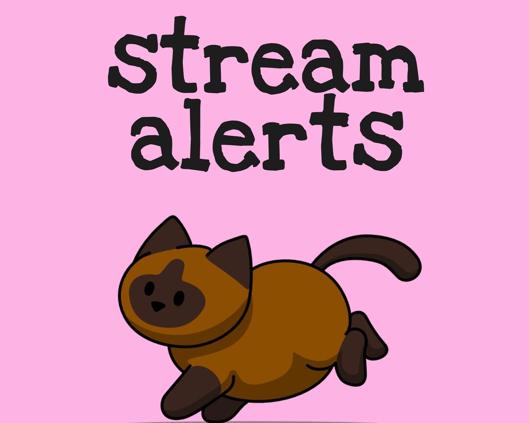 Cat Stream Alerts, Custom Text Chibi Cute Kawaii Funny Kitten Chase ...
