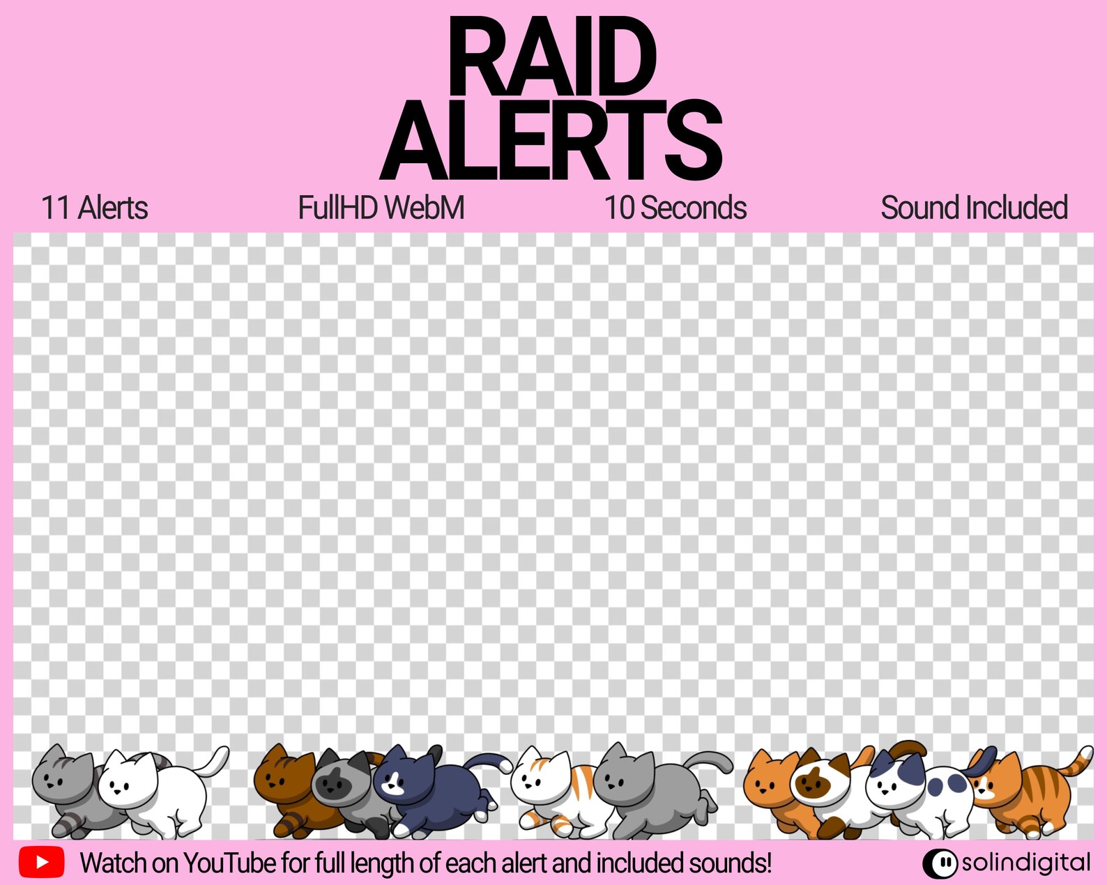 Cats Raid Alerts for Twitch Streamers, Chibi Cute Kawaii Funny Kittens ...