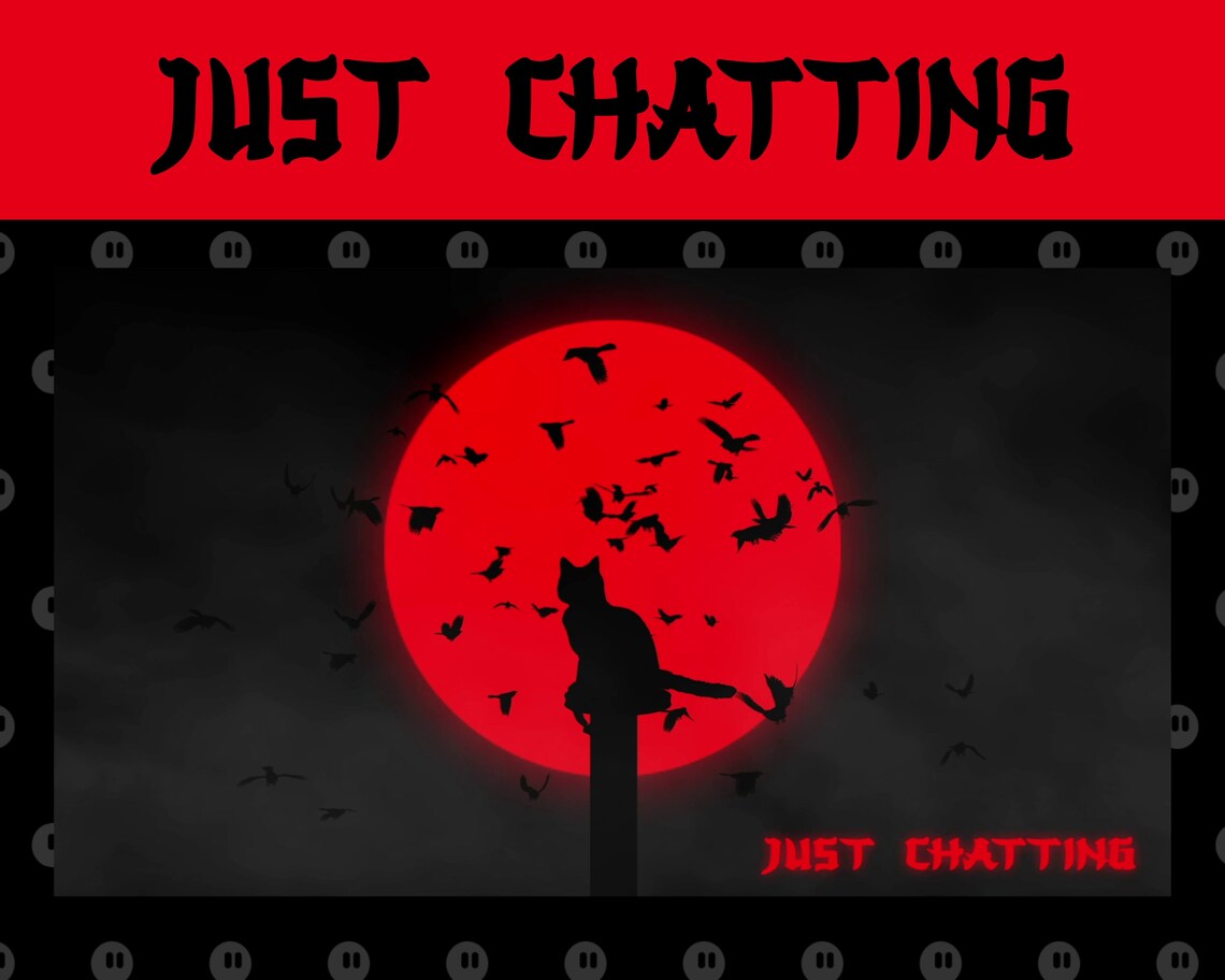 Ninja Cat Twitch Animated Scenes, Shinobi Crow Animated Screen Overlays ...