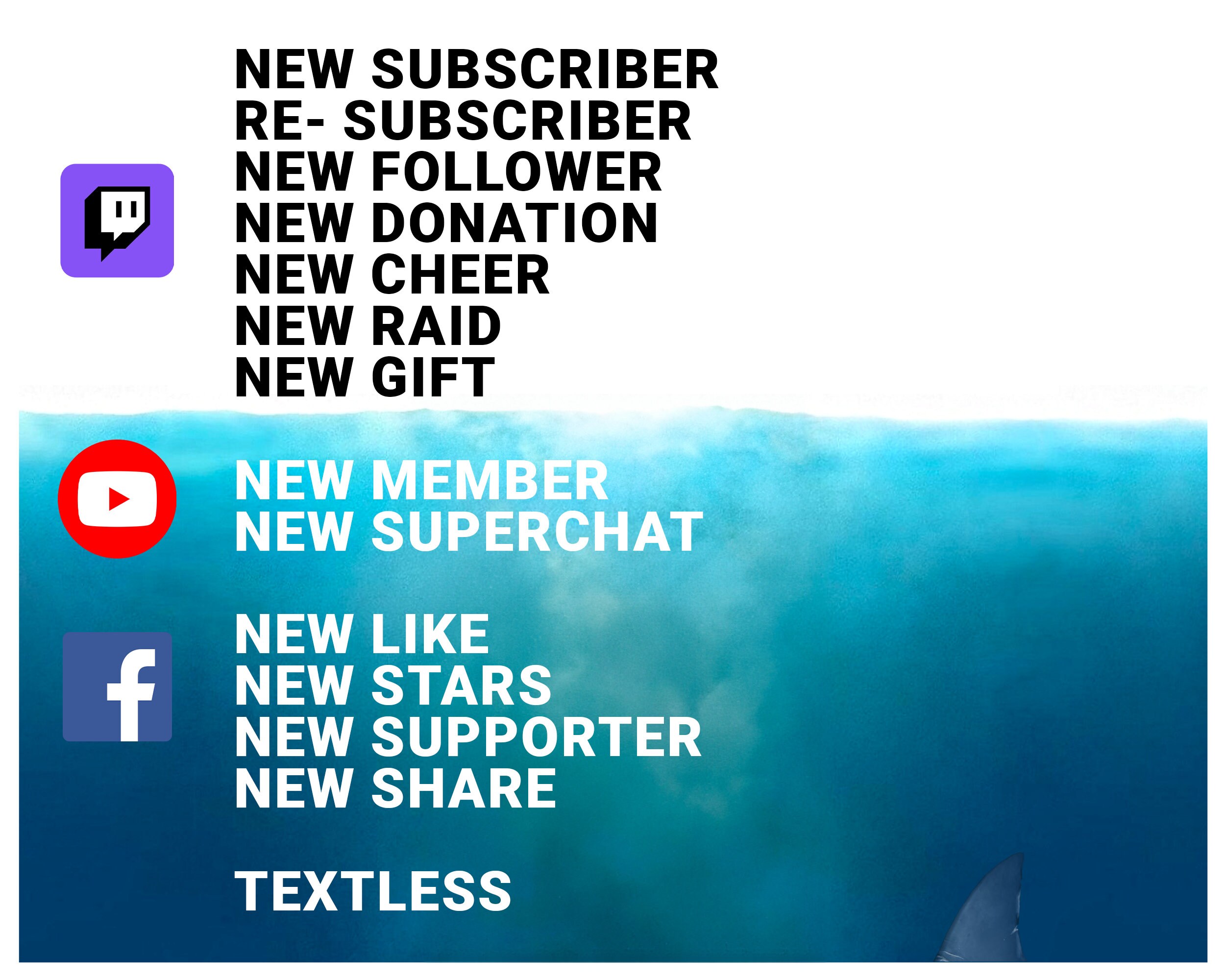 Shark Stream Alerts Jaws Overlays for Twitch Youtube Kick - Etsy