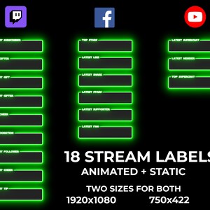 Animated Green Saber Stream Labels, Twitch Labels, Latest Follower ...