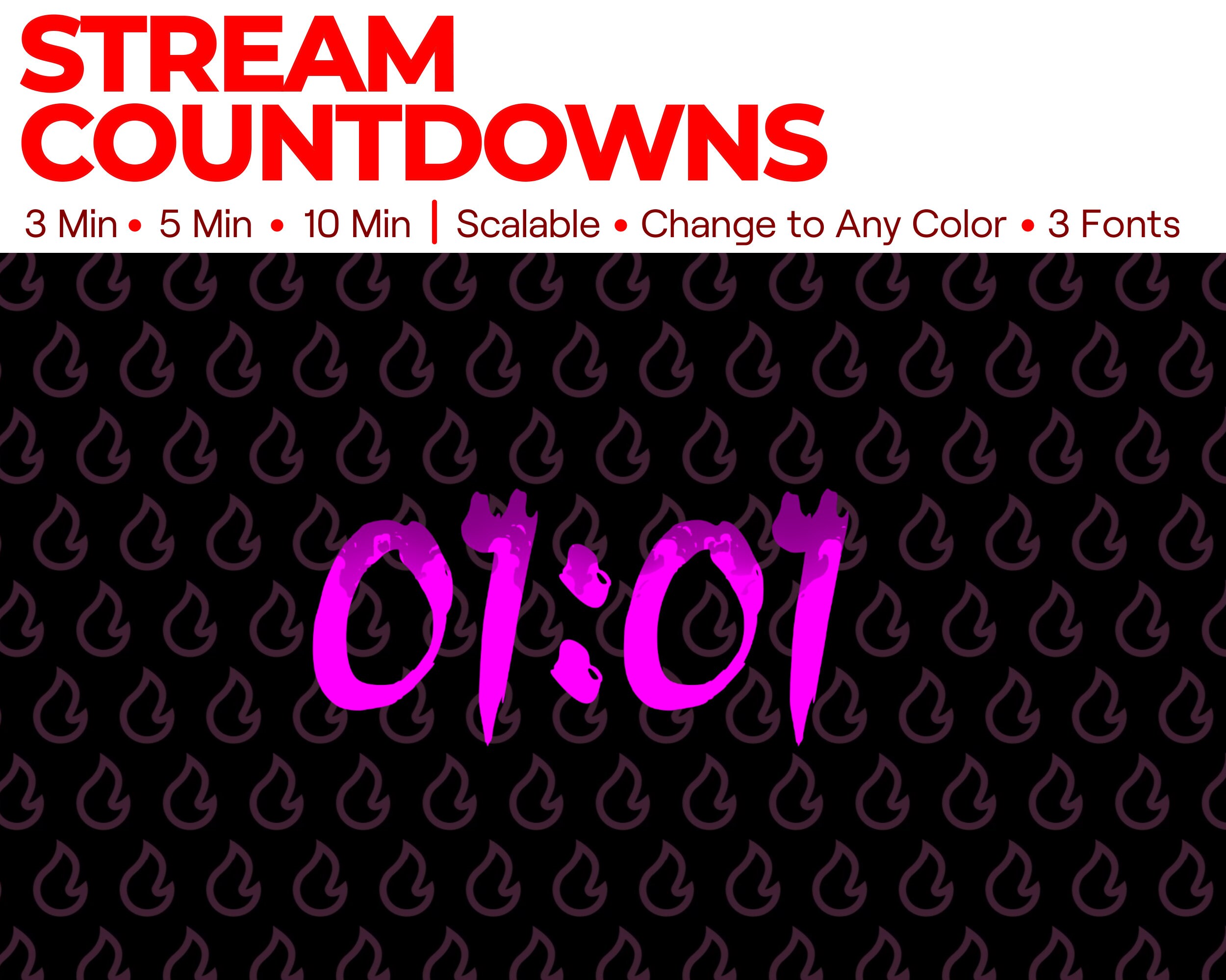 Fire Stream Countdown, Stream Starting Timer With 3 Fonts, 3, 5 and 10 ...