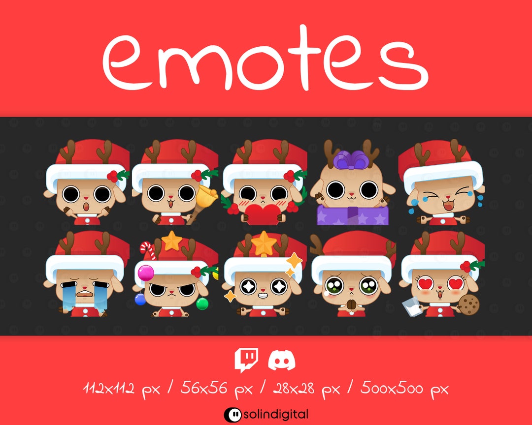 Cute Reindeer Emotes, 10x Kawaii Cute Christmas Holiday Rudolf Tanuki ...