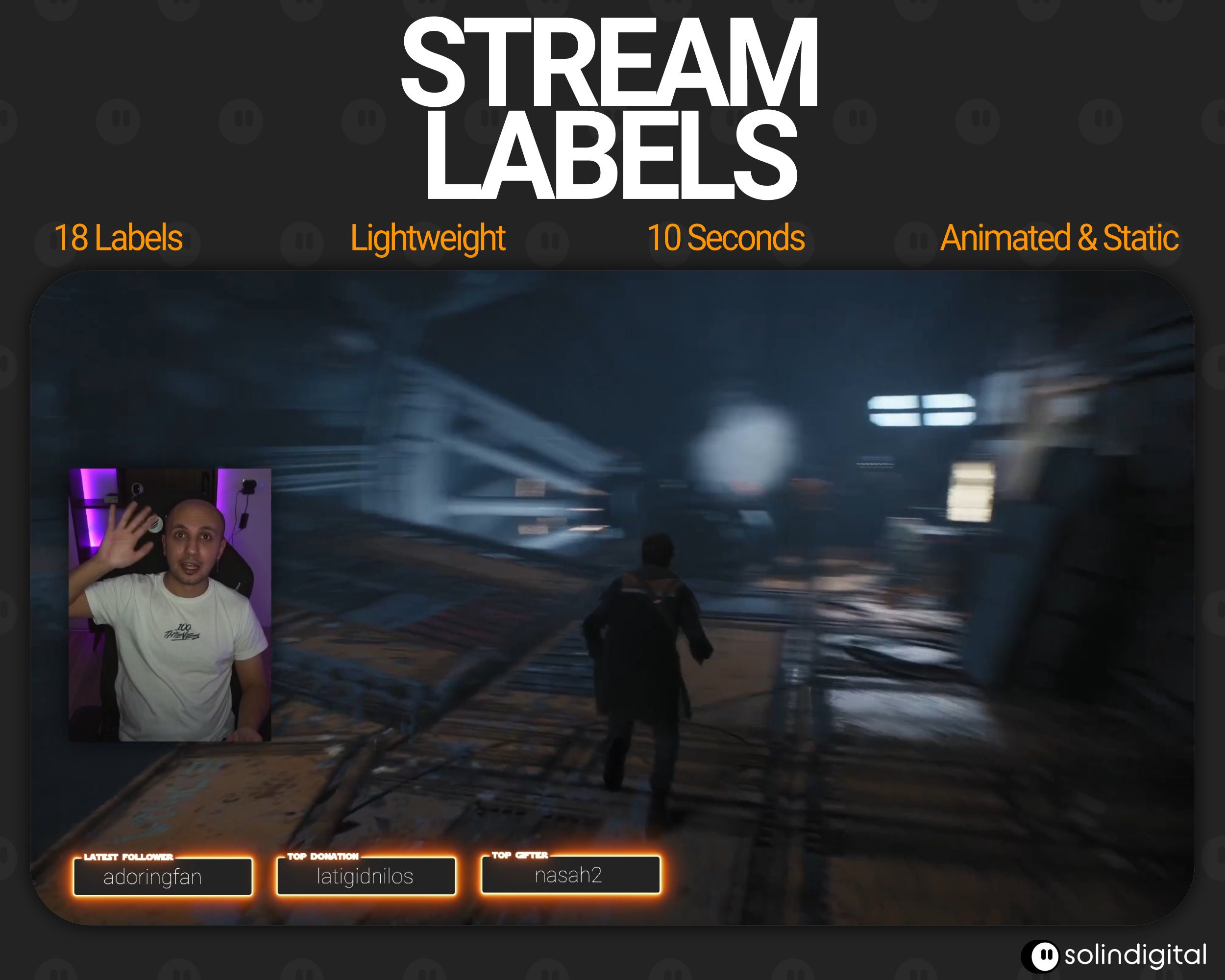 Animated Orange Saber Stream Labels, Twitch Labels, Latest Follower ...