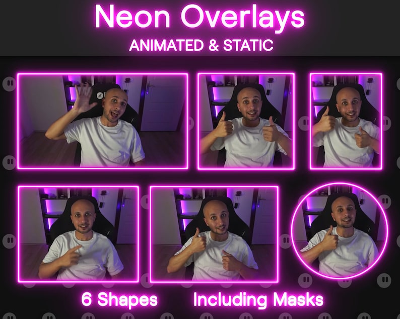 Neon Overlays Animated and Static Camera Borders for - Etsy