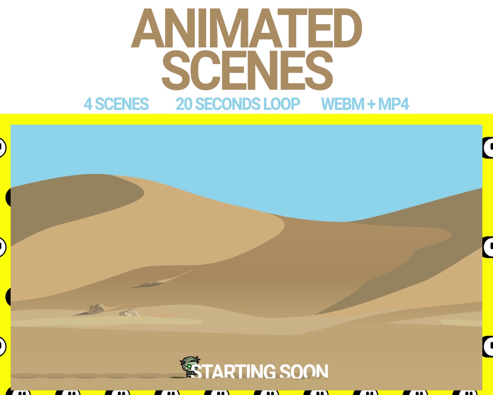 Mummy in a Desert Animated Scenes, BRB, Be Right Back, Starting Soon ...