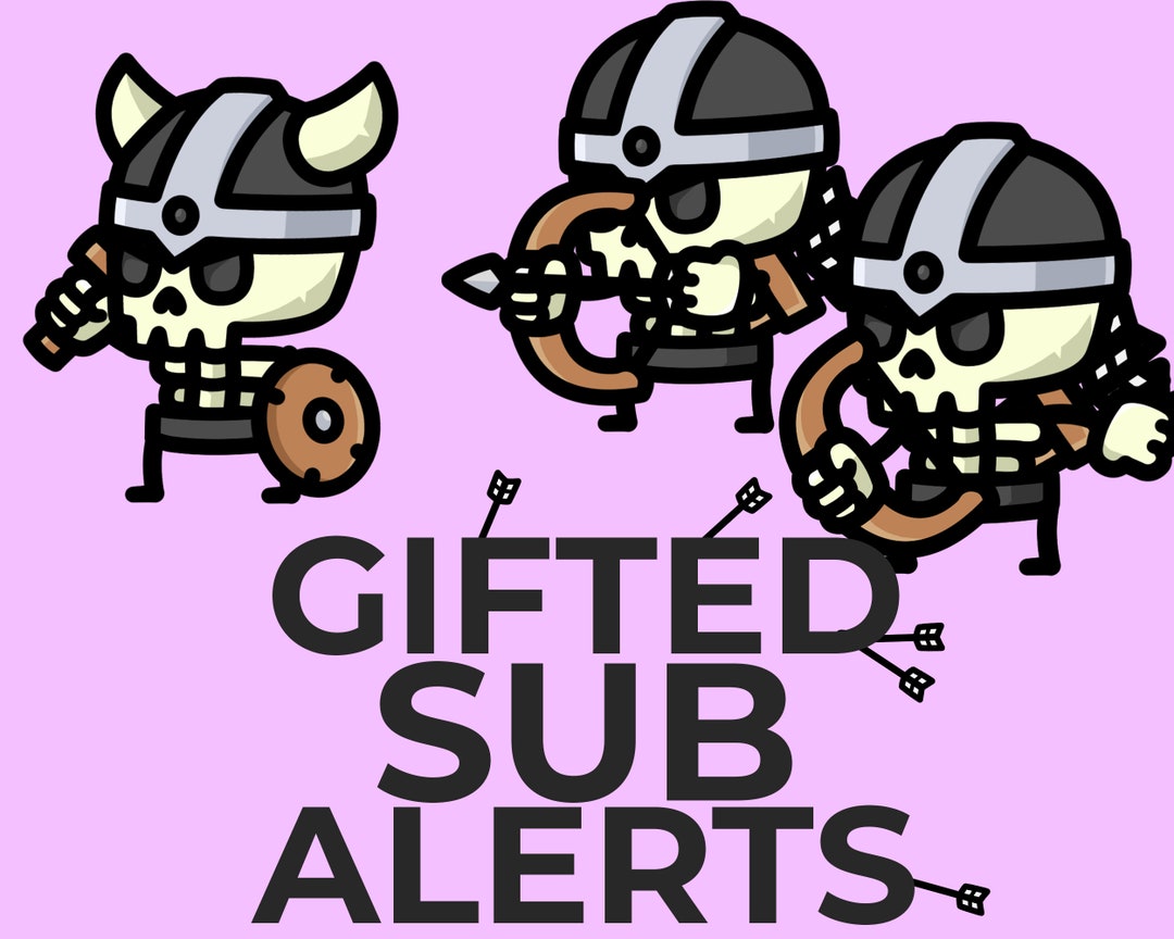 Tiny Skeleton Gifted Sub Alerts for Twitch Streams, Cute Kawaii Chibi ...