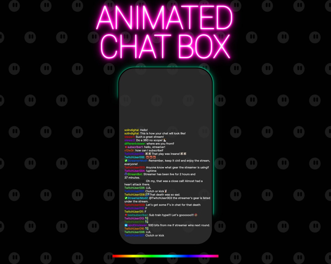 Rotating Light Twitch Chat Box, 2 Layers, 5 Shapes, Animated Cute Neon ...