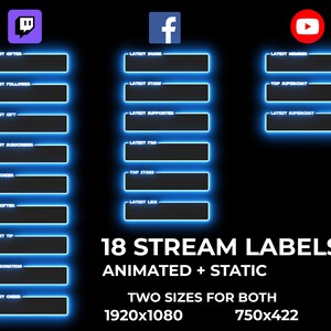 Animated Blue Saber Stream Labels, Twitch Labels, Latest Follower ...