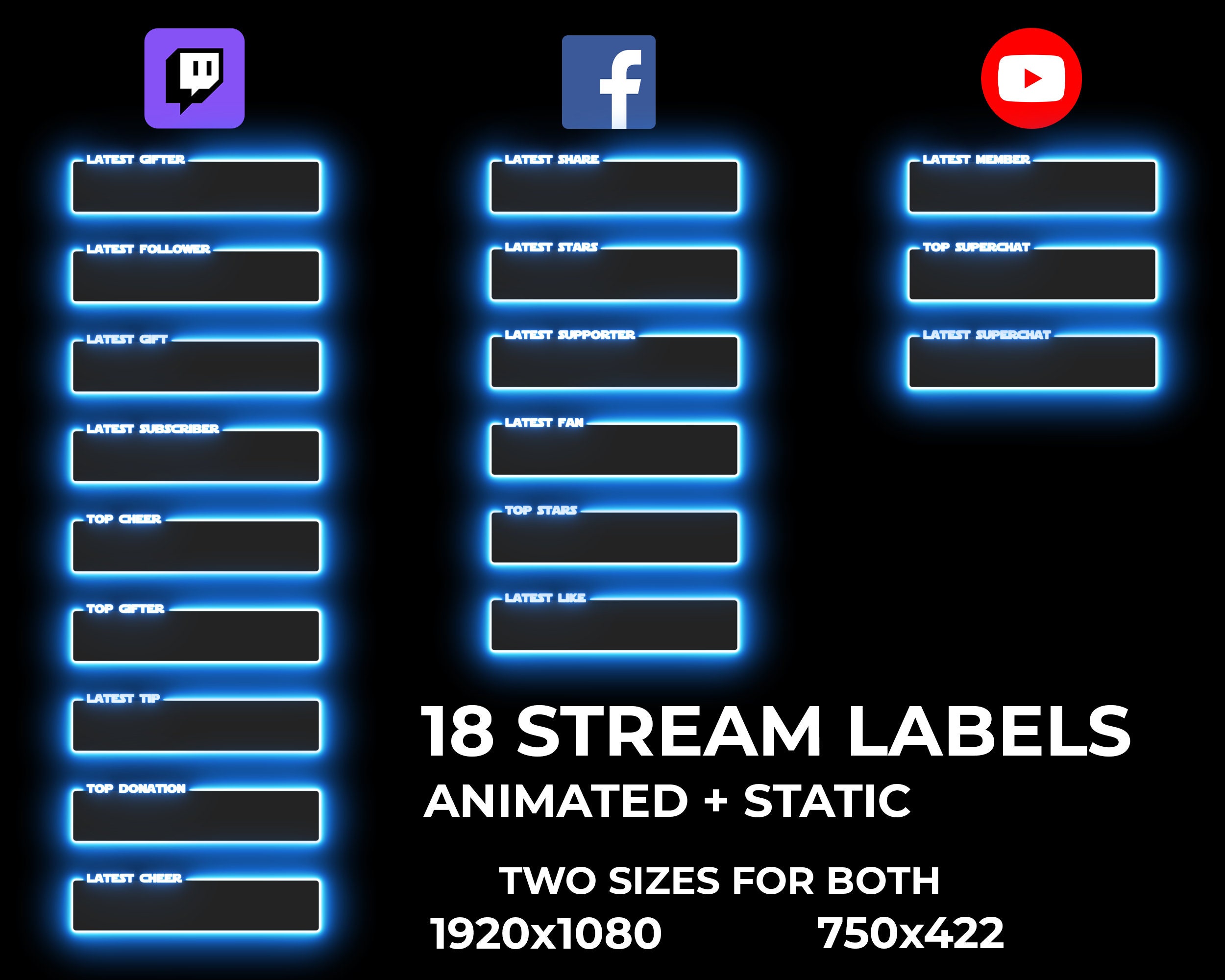 Animated Blue Saber Stream Labels Twitch Labels Latest - Etsy