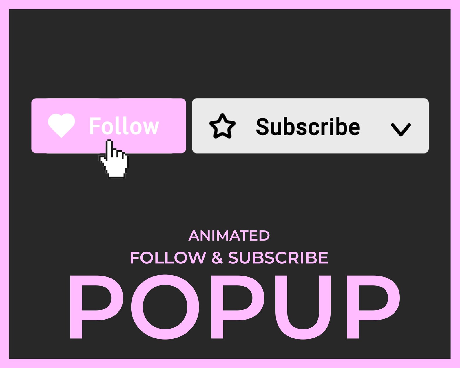 Animated Twitch Follow and Subscribe Pop-up Overlays, Cute Pink Theme ...