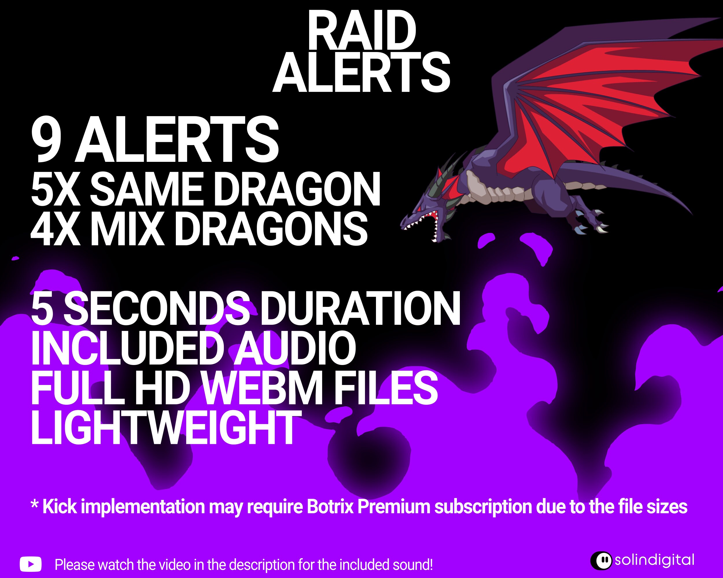 Dragon Raid Alerts for Twitch Streamers, Fire Drake Wyvern Flame ...