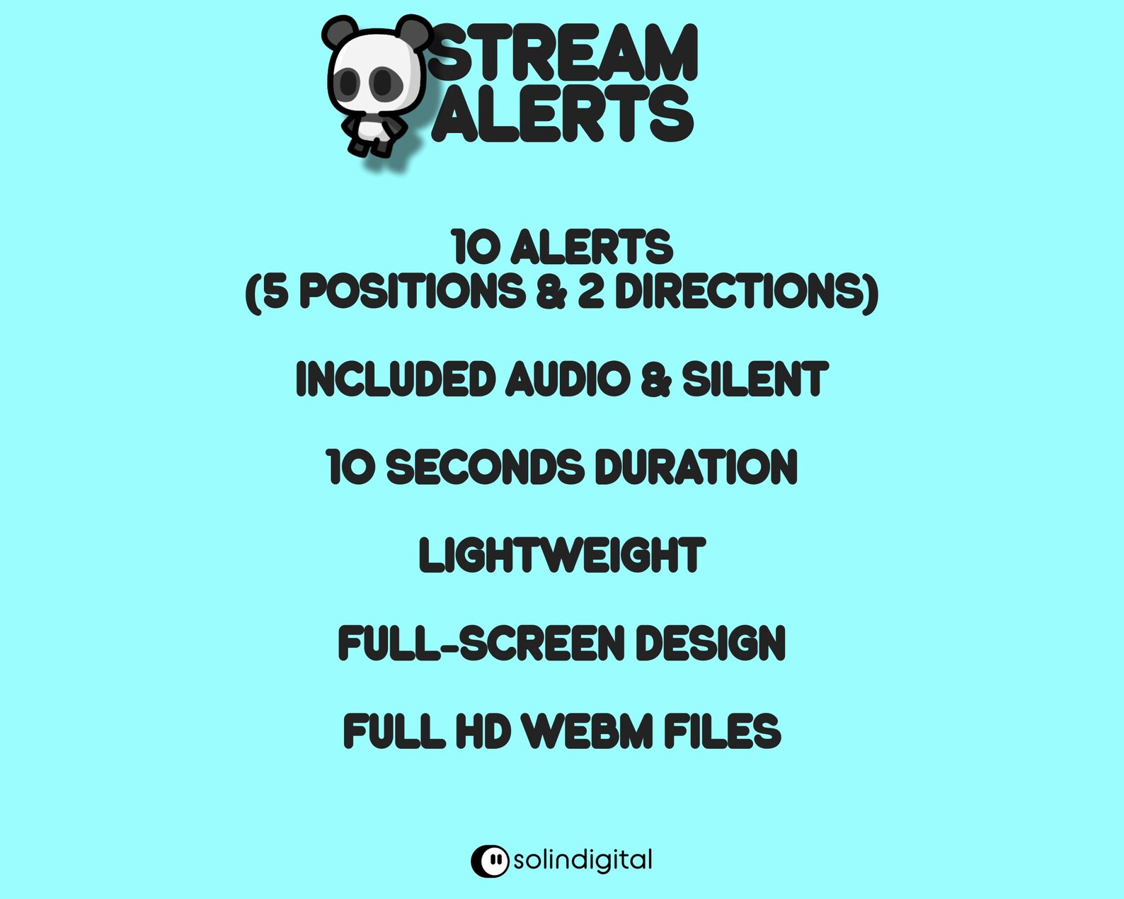 Tiny Panda Stream Alerts for Twitch, Animated Cute Chibi Bear Animal ...