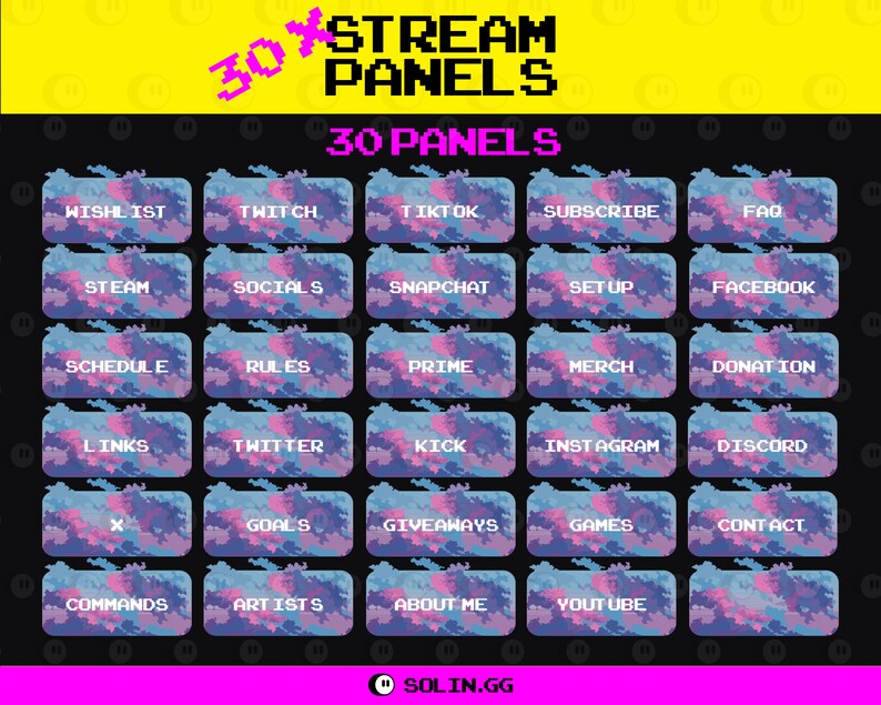 Pixel Clouds Stream Panels for Twitch, Youtube, Facebook and Kick ...