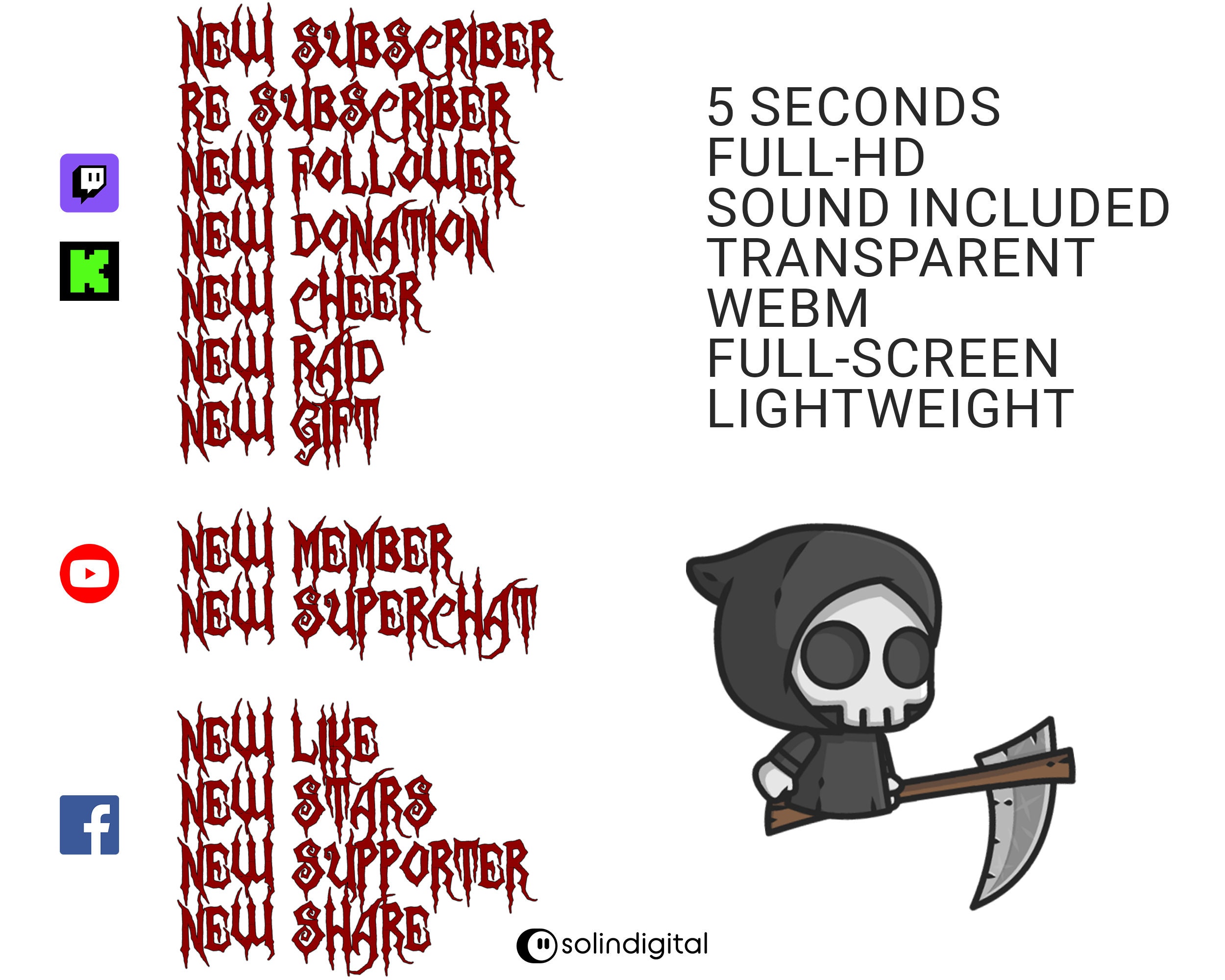 Grim Reaper Full-screen Alerts for Twitch Streams, Spooky Halloween ...