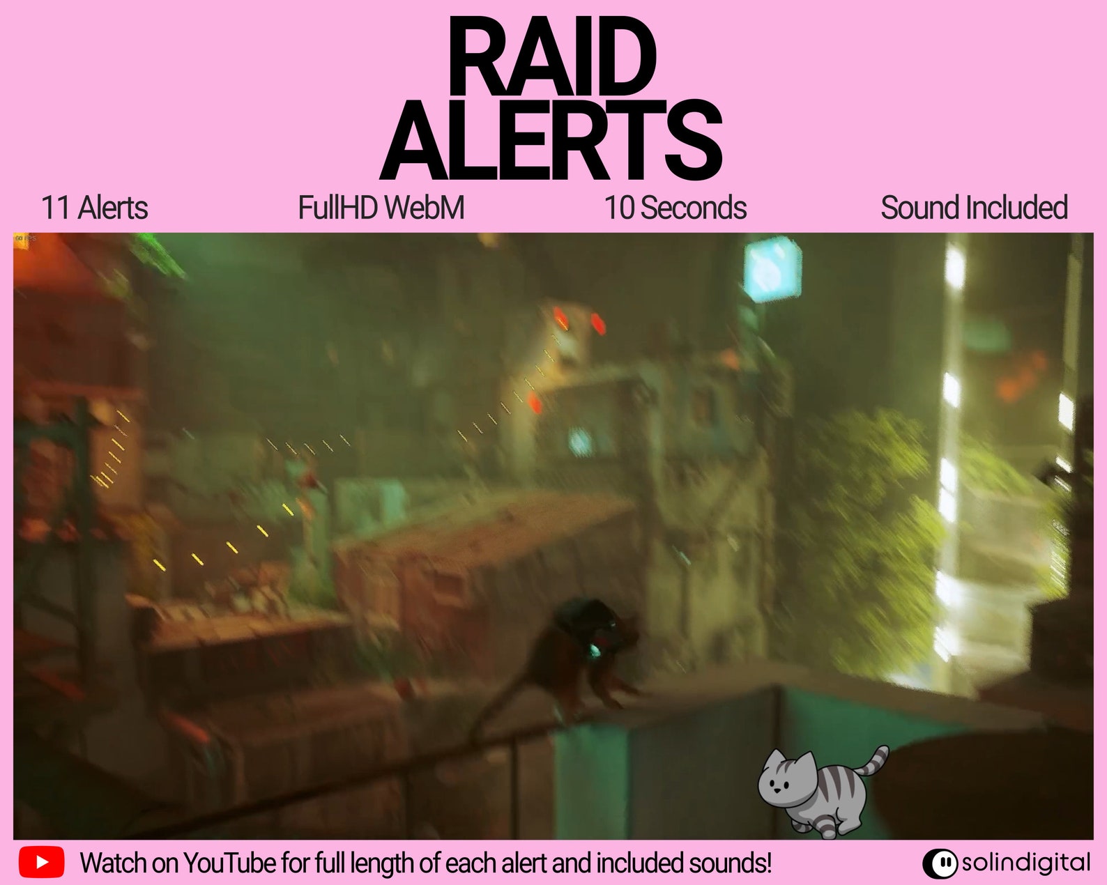 Cats Raid Alerts for Twitch Streamers, Chibi Cute Kawaii Funny Kittens ...