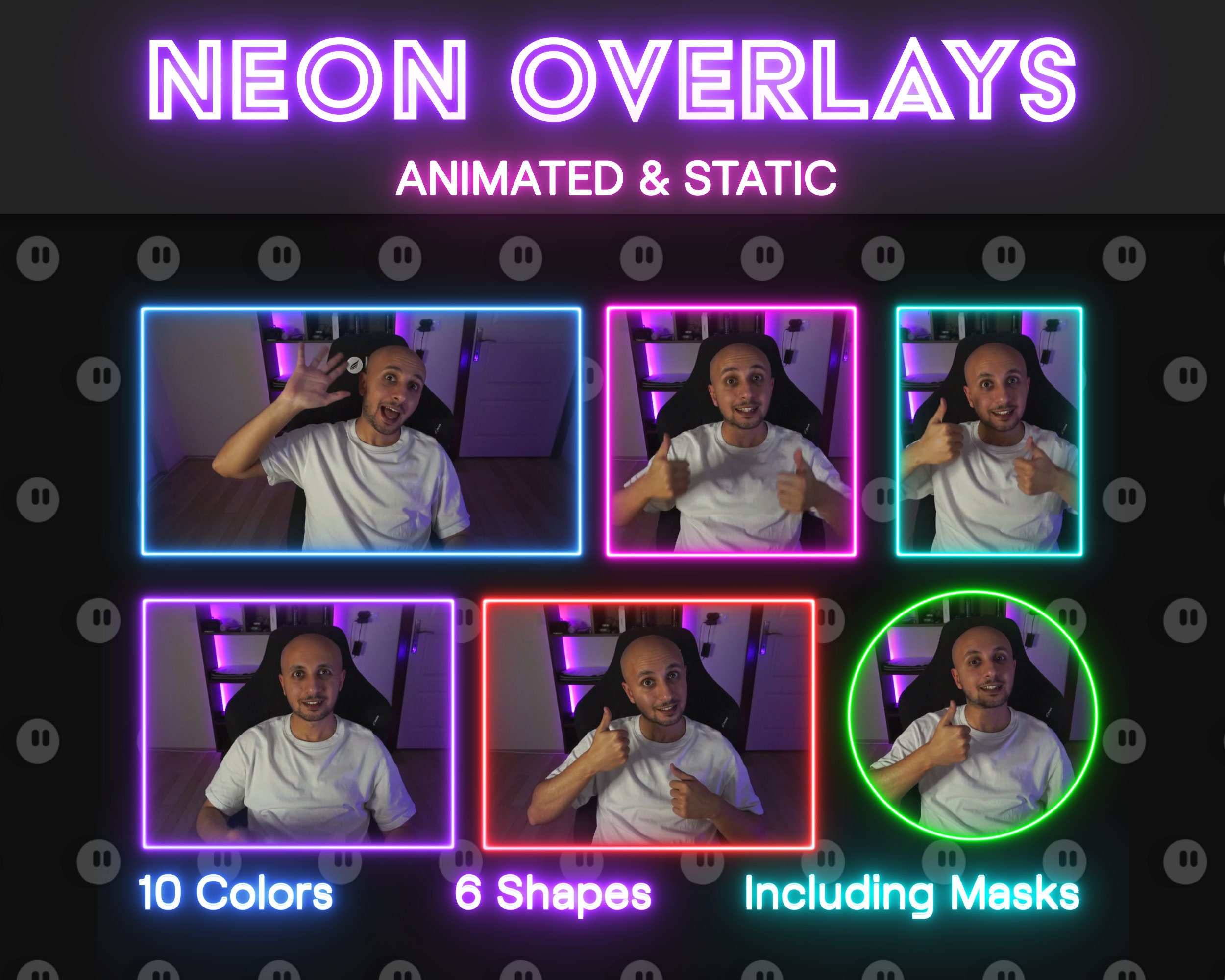 Neon Overlays Animated and Static Camera Borders for - Etsy
