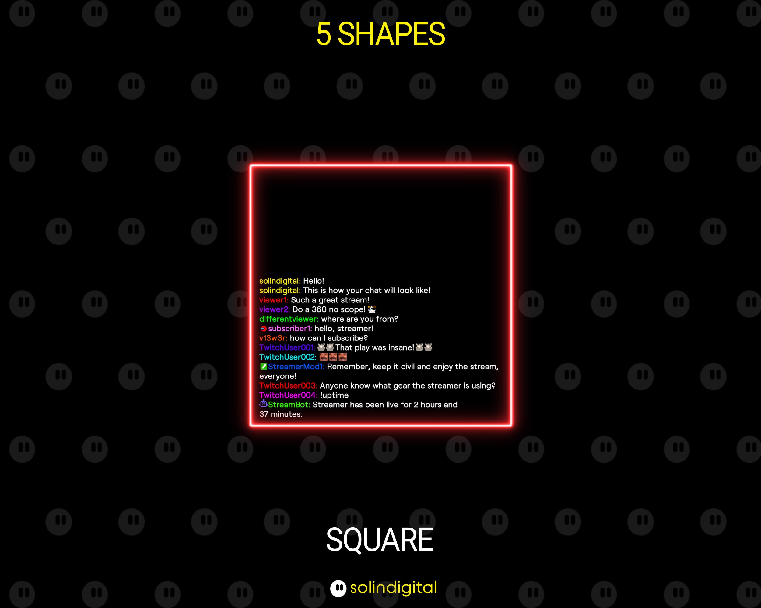 Neon Twitch Chat Box, 2 Layers, 5 Shapes, Animated and Static Retro ...