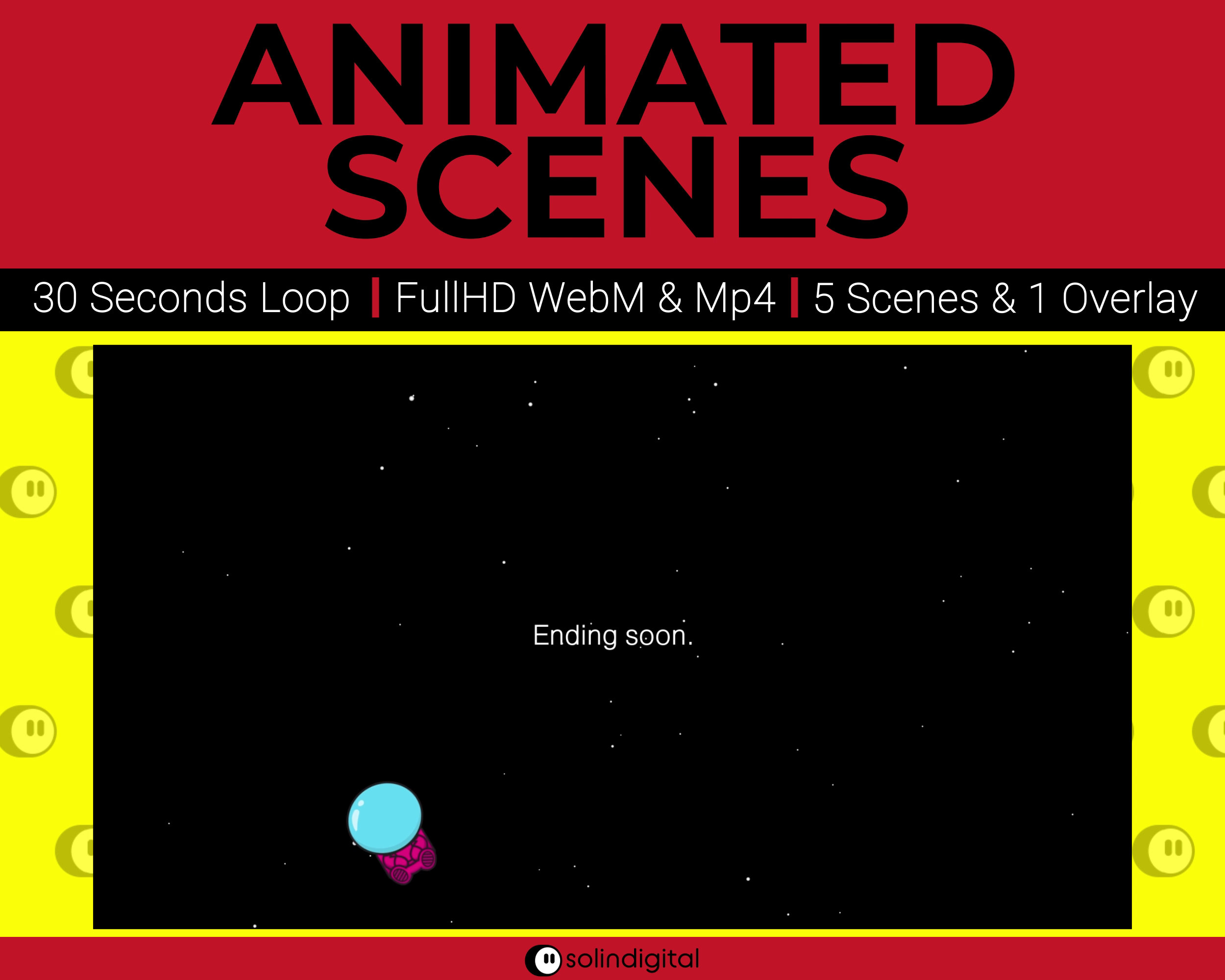 Astronaut Animated Scenes, BRB, Be Right Back, Starting Soon Twitch ...