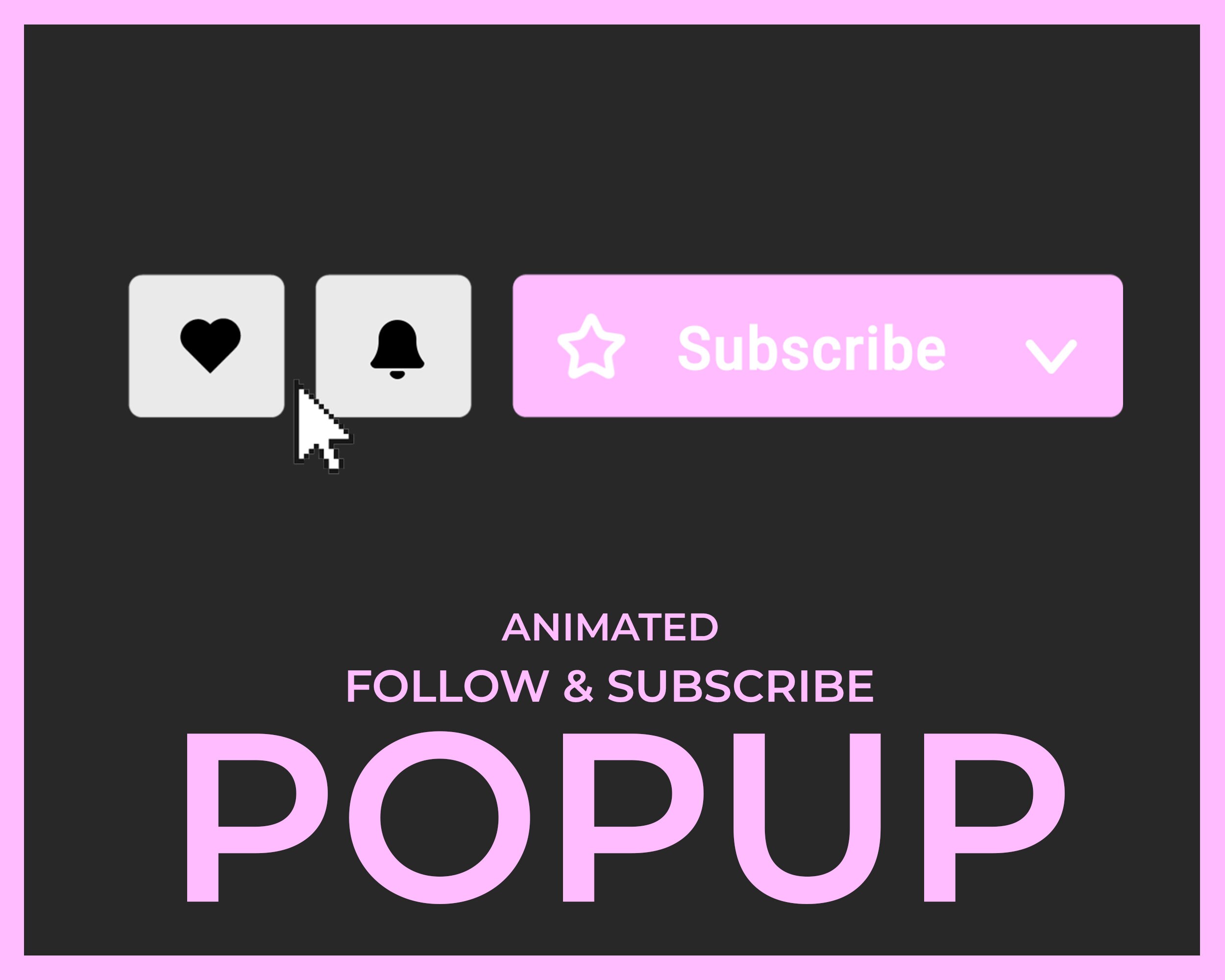 Animated Twitch Follow and Subscribe Pop-up Overlays, Cute Pink Theme ...