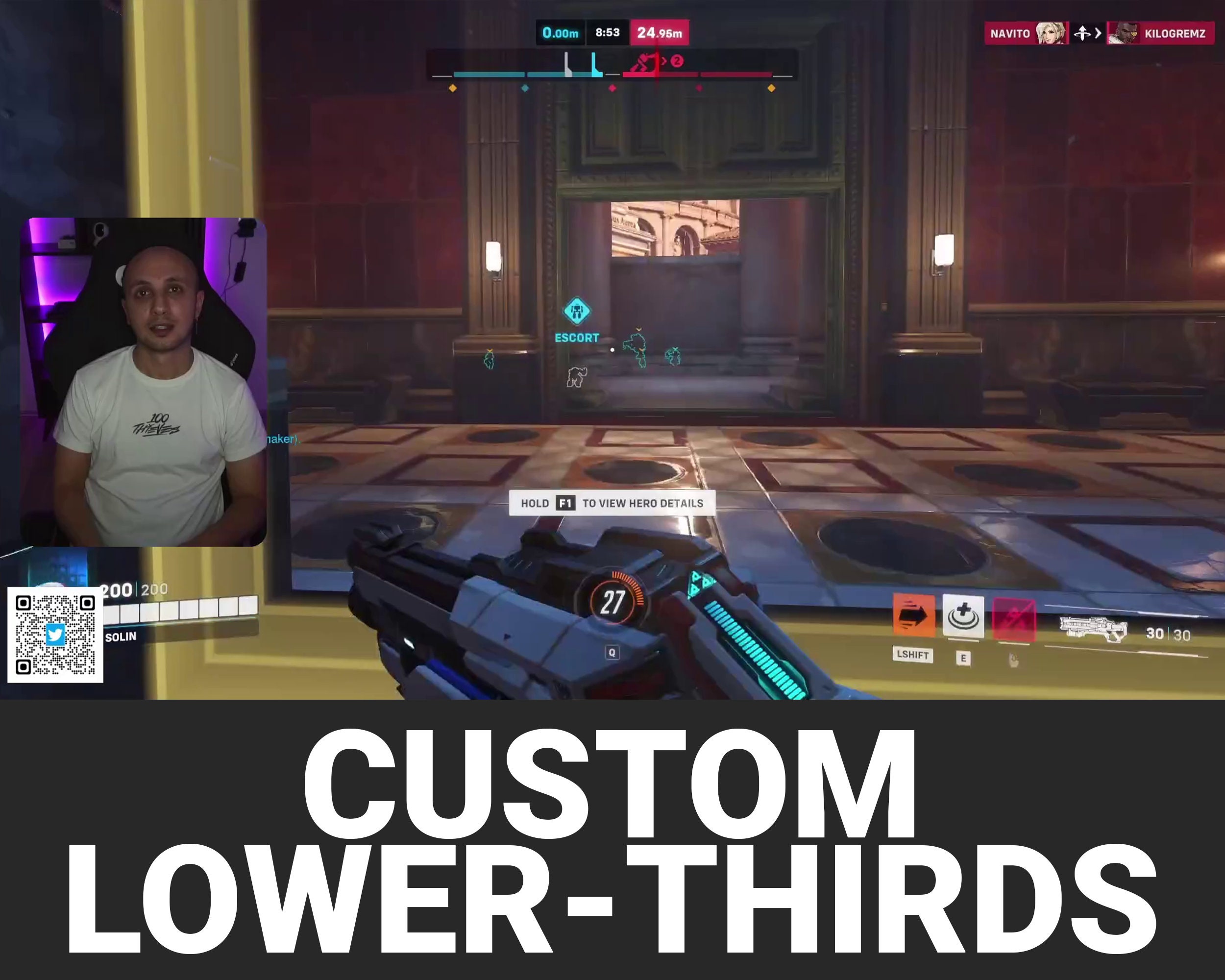 Custom QR Code Social Media Lower Thirds for Twitch Overlays, Animated ...
