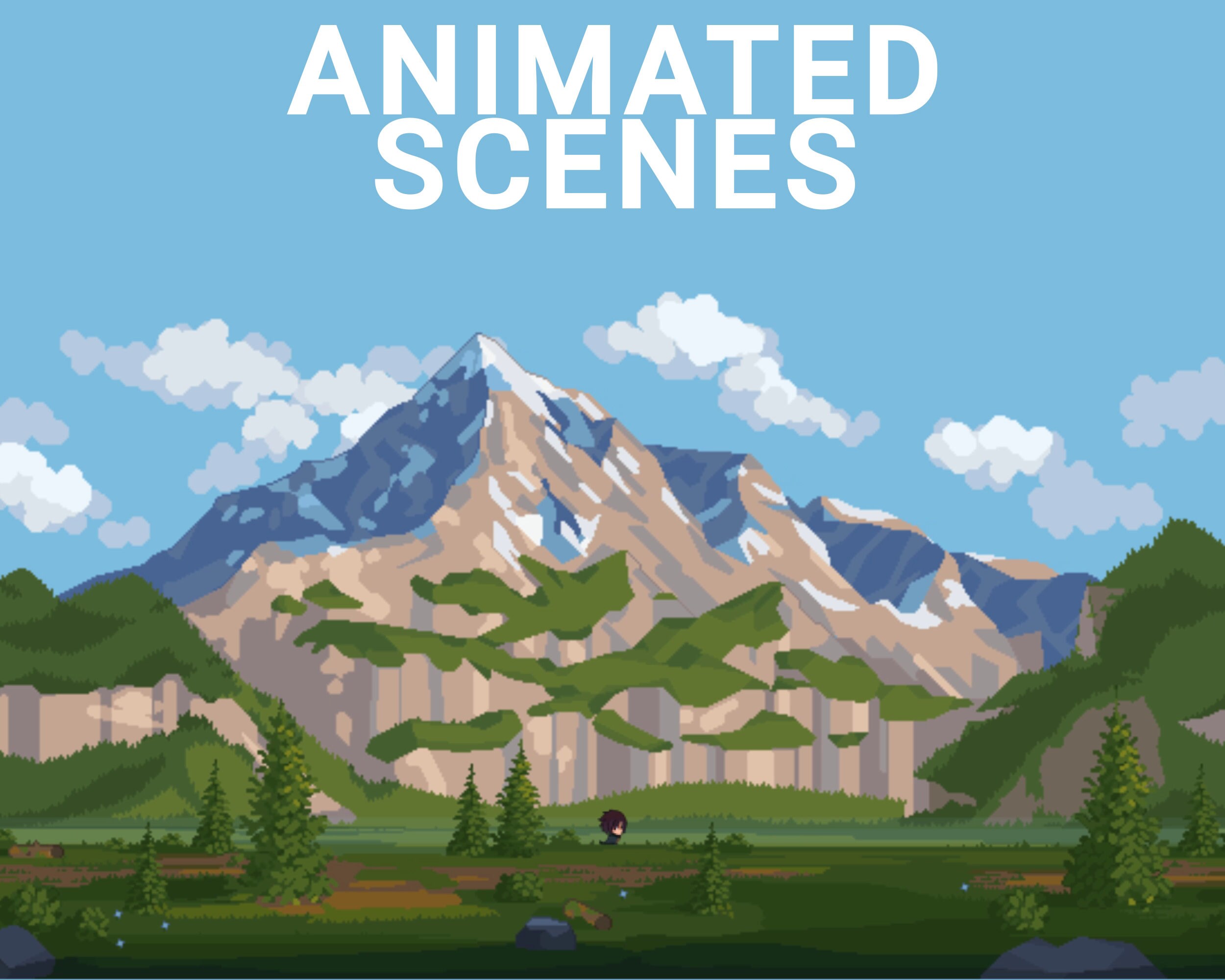 Pixel Mountain Animated Scenes, BRB, Be Right Back, Starting Soon ...
