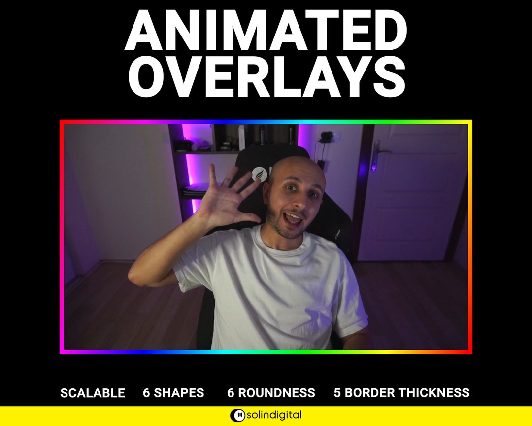 Rainbow Animated Twitch Overlays, Cute RGB Colors Camera Layouts for ...