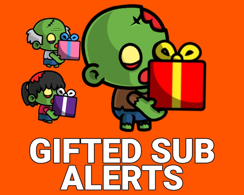 Chibi Zombies Gifted Subscriber Alerts for Twitch Streams, Cute Spooky ...