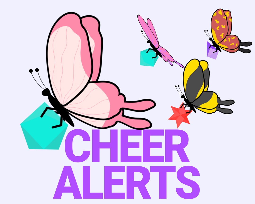 Butterfly Cheer Alerts for Twitch, Cute Kawaii Spring Nature Bits ...