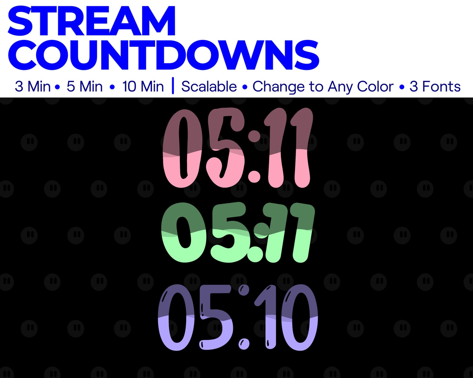 Water Stream Countdown, Stream Starting Timer With 3 Fonts, 3, 5 and 10 ...