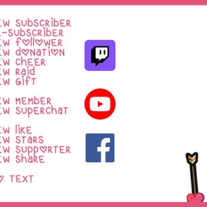 Love Arrow Animated Alerts for Twitch Streams, Cute Kawaii Heart ...