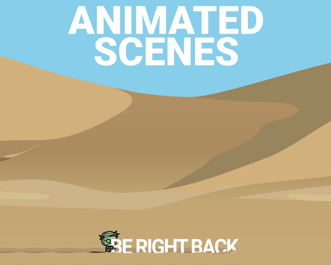 Mummy in a Desert Animated Scenes, BRB, Be Right Back, Starting Soon ...