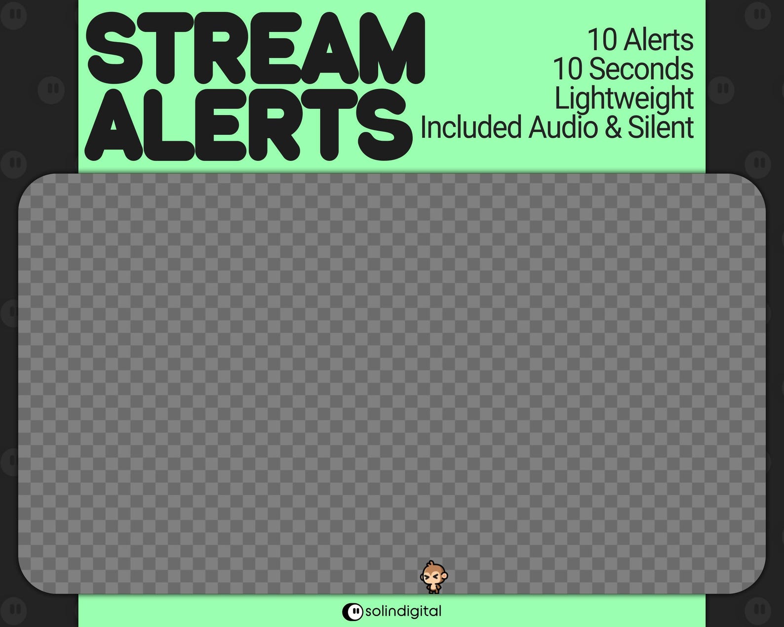 Tiny Monkey Stream Alerts for Twitch, Animated Cute Chibi Ape Animal ...