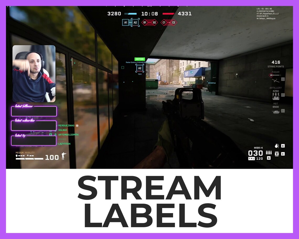Animated Neon Stream Labels Twitch Labels Latest Follower - Etsy