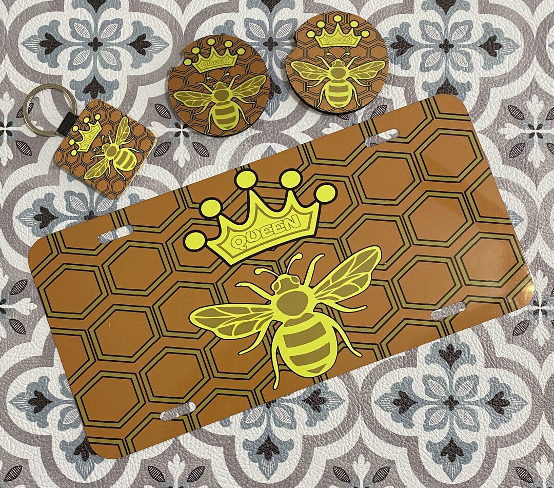 Queen Bee Car Collection With Tag, Keyring, and Car Coasters - Etsy